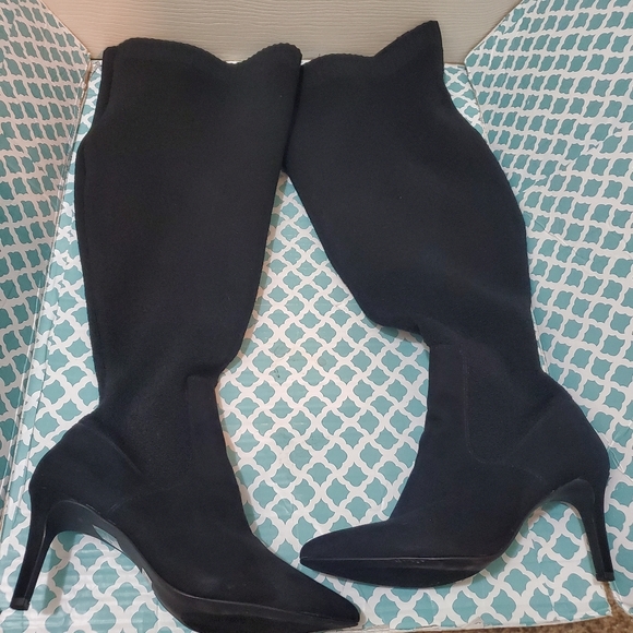 torrid | Shoes | Torrid Black Pointed Toe Zipper Stretch Overtheknee Boots | Poshmark